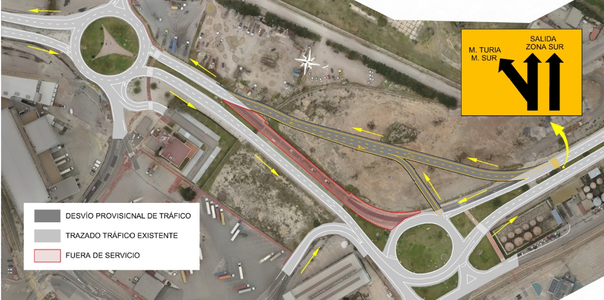Desvío provisional en el acceso al Puerto de Valencia